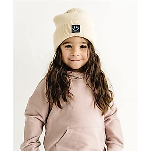 upeilxd Baby Winter Hat Soft Warm Knitted Beanie Hat with Cute Smile Face Beanie Cap for Toddler Boys Girls Beige