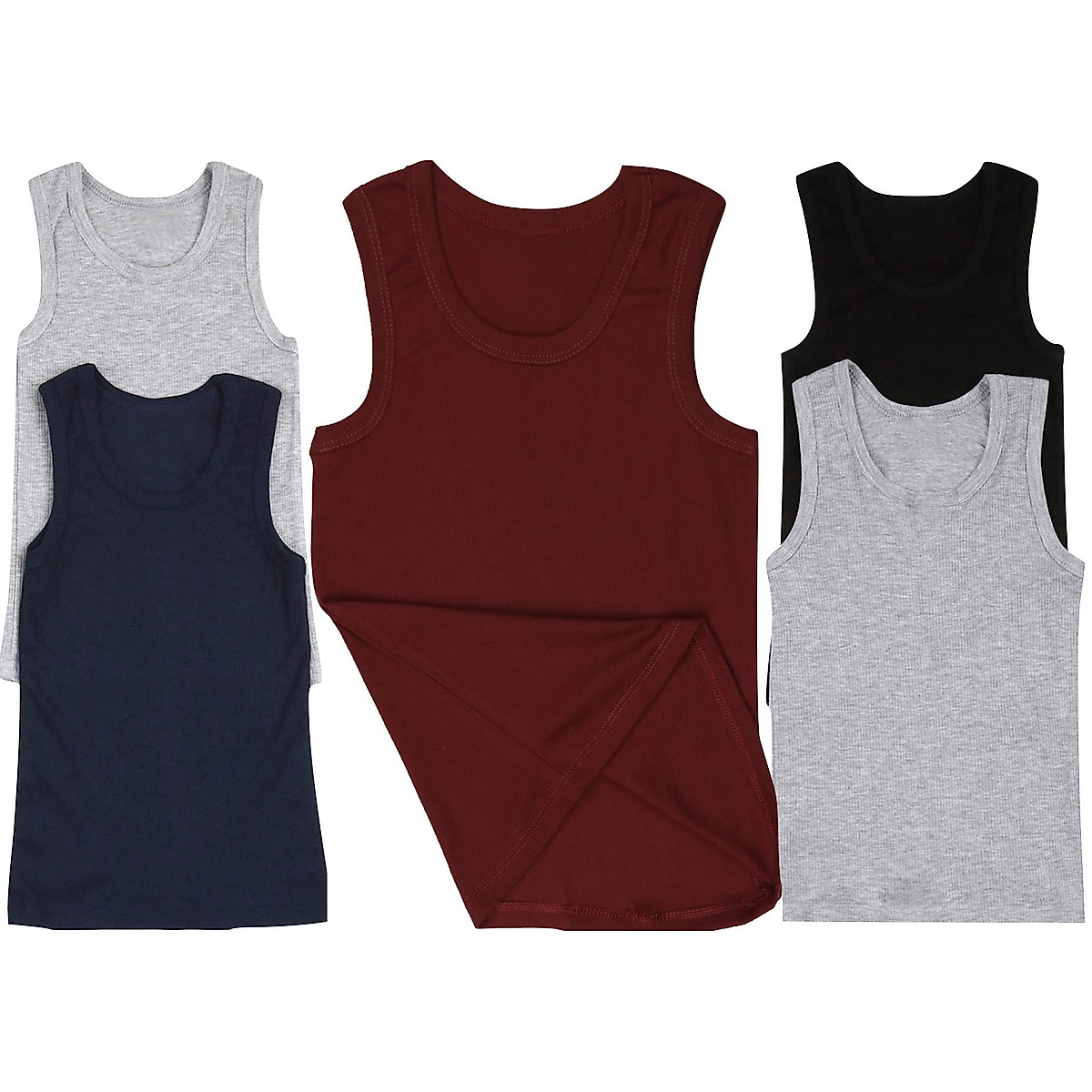ToBeInStyle Boys' 4 Pack Double Needle Hem Tank Tops - Basic - Size 2