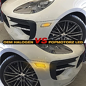 POPMOTORZ Front Bumper Side Marker Lights Assembly, Amber Full LED Blinker Signal Lamps Kits for 2014-2022 Porsche Ma-can 95B945119 95B945120-Smoked lens