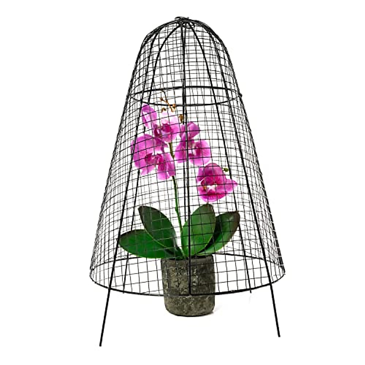 RUAFOX 6 Pack Metal Garden Cloches - 20" High Plant Cover - Weather Resistant Wire Plant Dome - Rustic Farmhouse Chic Decor - with 12 Copper Labels