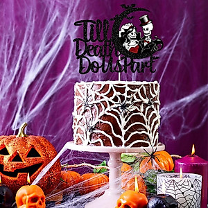 Mr and Mrs Skull Wedding Party Decorations Till Death Do Us Part Banner/Cake Topper Halloween Theme Decor for Wedding/Anniversary/Bridal Shower Party Supplies Day of the Dead Wedding Signs