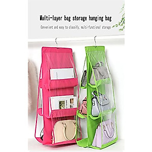 DCVFRQ Double-Sided Six-Layer Bag Hanging Bag Non-Woven Hanging Handbag Storage Hanging Bag Bag Storage Bag 140g Integrated Structure, Gray