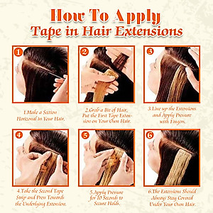 Full Shine Tape in Hair Extensions Human Hair 18 Ash Blonde Highlight 613 Blonde Double Sided Tape in Hair Extensions 12 Inch Invisible Straight Hair Extensions Tape in 30G 20Pcs Tape in Extensions