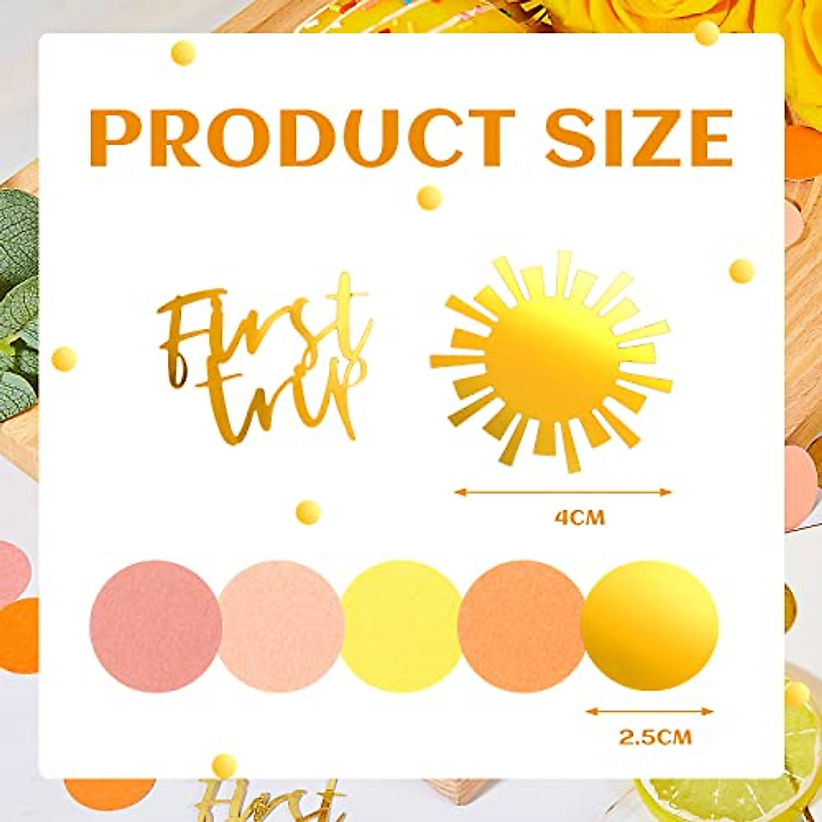 300 Pcs Boho Sun Confetti First Trip Around the Sun Birthday Decorations Muted Confetti First Trip Paper Confetti Sunshine Party Decorations Baby Shower Hippie Groovy Party Wedding Table Decors