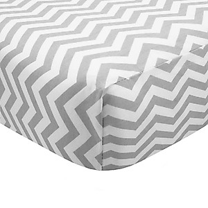 American Baby Company 100% Cotton Percale Fitted Crib Sheet, Gray Plus Gray Zigzag, 2 Count