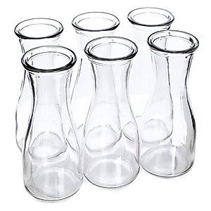 12 oz (350 ml) Glass Carafe Beverage Bottles, 6-pack - Water Pitchers, Wine Decanters, Mixed Drinks, Mimosas, Centerpieces, Arts & Crafts - Restaurant, Catering, Party, & Home Kitchen Supplies