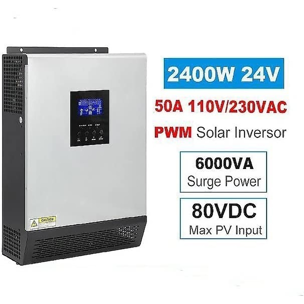 ERTY 3KVA Hybrid Solar Inverter 24V 110V 220V Pure Sine Wave Solar Inversor Built-in 50A PWM Solar Controller Battery Charger (24Vdc 110-120V)