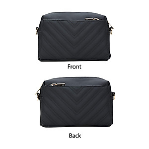 KKXIU Triple Zip Lightweight Small Crossbody Bags for Women Quilted Shoulder Purses and Handbags (Black) …