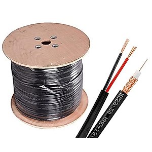 HDView 1000ft UL Listed Certified, 95% Copper Braid, Siamese Coaxial RG59 Cable Wire for CCTV HD (TVI/AHD/CVI/Analog) Security Camera, Combo Video and Power, 1000' ft feet Pull Out Box, Black