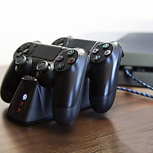 Stealth SP-C100 Twin Charging Dock with 2M Play & Charge Cable For PS4 - Black (PS4)
