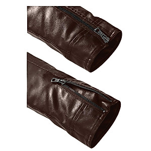 Fairylinks Leather Jacket Men Lightweight Bomber Jackets and Coats, Coffee, Medium