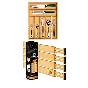 ROYAL CRAFT WOOD Silverware Drawer Organizer (7 Slot) and Small Drawer Dividers