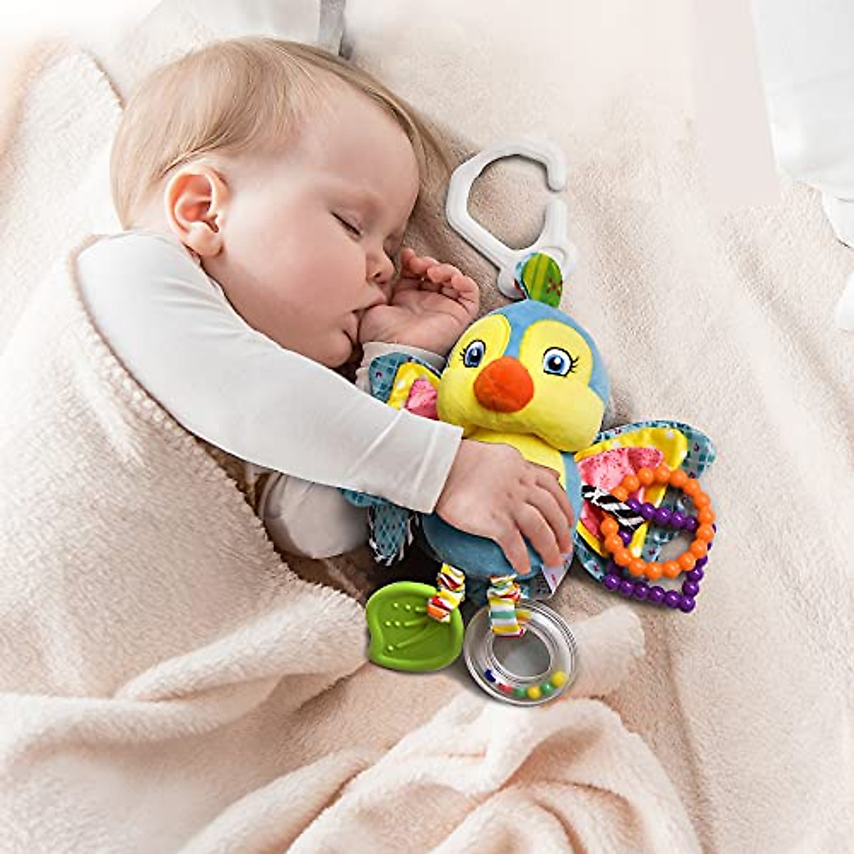 stochastic box Baby Rattle Toy with Baby Mirror,Newborn Toys 0 3 6 Months Brain Development,Great Gift for Girl&boy (Bird)