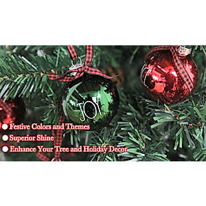 Rae Dunn Christmas Ornaments - Set of 12 Clear Glass Balls with Cute Holiday Designs - 60mm / 2.36 Inch Hanging Decorations for Xmas Tree
