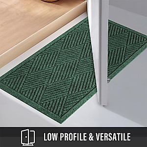 HIYARD Sturdy Front Door Mat, Absorbent Muddy Dirt Resist Welcome Door Mats Outdoor Indoor, Stain and Fade Resistant, Non-Slip Rubber Backing Low Profile Doormat for Entryway, 30×17, Green