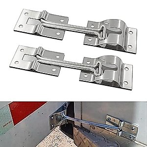 GKmow 2 PCS Car Door Latch, 6In Silver Cargo Door Hook Lock, 304 Stainless Steel Fixed Hook Car Tail Door Replace GL-16516S, Universal Truck RV Camper Baggage Door Latch
