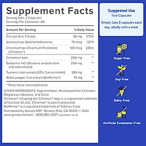 Gundry MD® Metabolic Advanced Nutrient Blend with Berberine to Support Healthy Metabolism, 120 Count