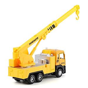 Toy Crane Truck Diecast Metal Cars Construction Truck wiht Light and Sound Pull Back Vehicles Toy Trucks for Boys Age3,4,5,6 (1PC) (Crane Truck)