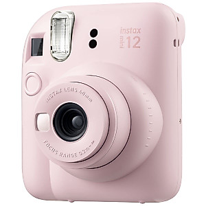 FUJIFILM INSTAX Mini 12 Instant Film Camera (Blossom Pink) Bundle with Fuji Instax Instant Film Single Pack, 10 Prints | Protective Case Pink | Photo Album Pink | Travel Stickers (6 Items)