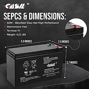Casil 12V 7AH CA1270 for APC RBC17 LS700 12 Volt 7 Amp-hr 12v 7Ah Rechargeable Battery