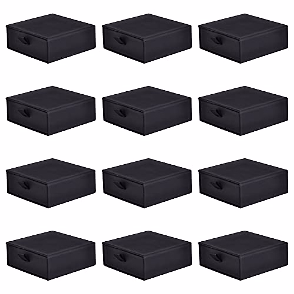 12 Pack Set Cardboard Drawer Display Jewelry Boxes, driew 3.5x3.5 1.4inch Black Gift Boxes Thick Paper Box Bulk Jewelry Gift Packaging Gift Case Sponge Insert and Lids Small Kraft Paper Box for Rings Pendants Earrings Necklaces