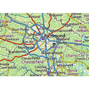 Physical Map of Virginia State - 11.3 x 23.3 Inches - Paper Laminated