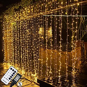 MAGGIFT 304 LED Curtain String Lights, 9.8 x 9.8 ft, 8 Modes Plug in Fairy String Light with Remote Control, Christmas, Backdrop for Indoor Outdoor Bedroom Window Wedding Party Decoration, Warm White