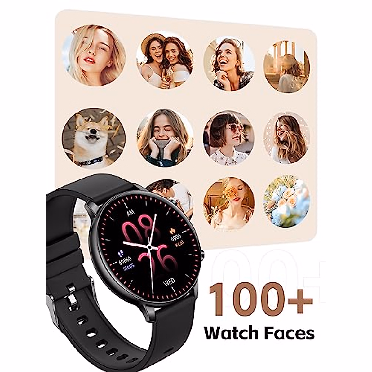 Smart Watches for Women (Answer/Make Call) Fitness Activity Tracker with Heart Rate/Blood Oxygen/Sleep/Menstrual Cycles/Calorie Monitor Play Music Sports Smartwatch for iPhone Samsung Android Phones