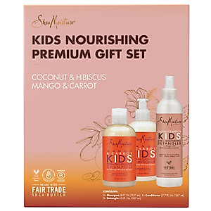 SheaMoisture KIDS Shampoo and Conditioner Set, Extra-Nourishing Mango & Carrot + Coconut & Hibiscus Detangler Spray for KIDS, 8 Fl Oz (3 Piece Set)