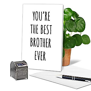 NobleWorks - 1 Birthday Brother Card - Awesome Family Sibling Greeting - Best Brother Ever C9295BRG