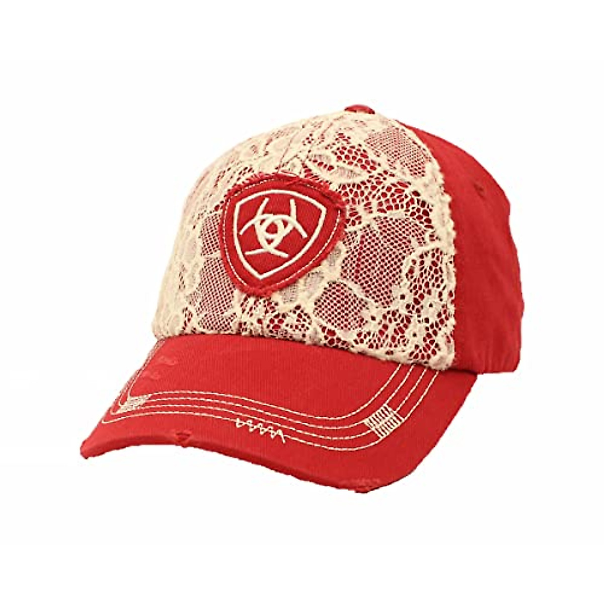 ARIAT Ladies Adjustable Cap Ivory Lace Red
