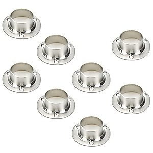 Rannb Stainless Steel Closet Rod Flange Holder Shower Rod Flange Set Socket Bracket Support Fits 32mm/1.25" Rod - 8pcs