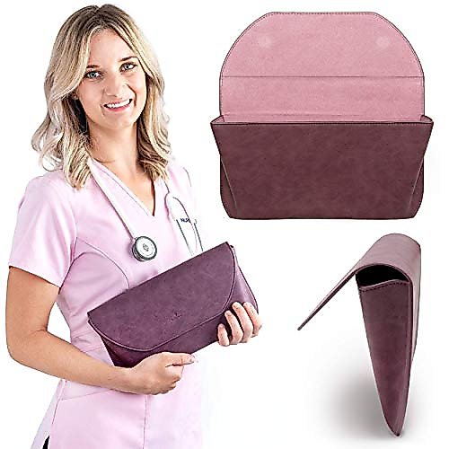 BJÖRN HALL Stethoscope Case for Nurses | Littman Classic III MDF | Nursing Personalized Leather Carry Travel Accessories | Nurse Women Men Bag | Fits Essentials Badge Reel Pen Charms | Crushed Violet