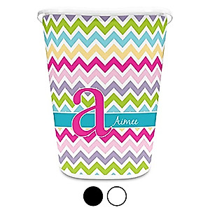 RNK Shops Colorful Chevron Waste Basket - Single Sided (White) (Personalized)