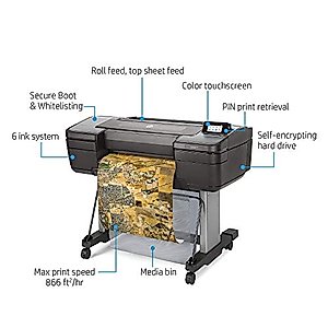 HP DesignJet Z6 Large Format Postscript Graphics Printer - 24", with Advanced Security Features (T8W15A)