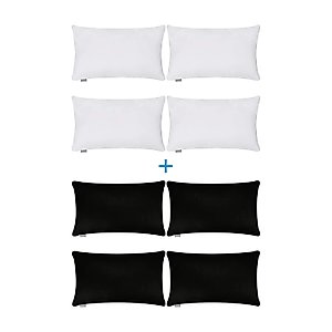 8-Pack 100% Cotton Comfortable Solid DIY Decorative Throw Pillow Case for Christmas Halloween Couch Sofa (4-Pack White and 4-Pack Black)