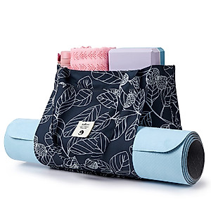 WLLWOO WLLWOO Yoga Bags for Women with Yoga Mats Bags Carrier Carryall Canvas Tote for Pilates Shoulder for Travel Office Beach Workout (Leaf)