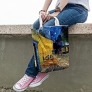 Rejolly 4 Pack Canvas Art Tote Bag Vincent Van Gogh Aesthetic Impressionist Accent Painting Printed Purse Stylish Shoulder Handbag for Women Men
