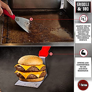 VirtuG Griddle Accessories Kit with Premium Roll-Up Bag for Blackstone and Camp Chef BBQ Accessories – Professional Spatula Accessories BBQ Grill Set – Stainless Steel Barbecue Tools for Camping