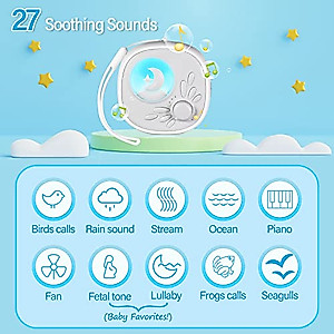 Yoobao White Noise Machine Baby, Portable Baby Sound Machine with 27 Soothing Sounds, Baby Sleep Soother with Night Light, Recording, Crying Sensor and Child Lock, USB Rechargeable