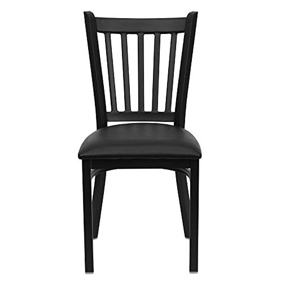 Flash Furniture 2 Pack HERCULES Series Black Vertical Back Metal Restaurant Chair - Black Vinyl Seat