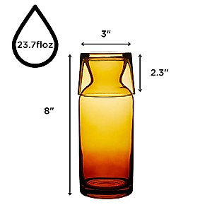 Bedside Carafe and Glass Set 23.66oz – Bedside Night Carafe with Glass - Fabulous All in One Hydration Experience for Outdoor Dining and Picnics - Amber Design