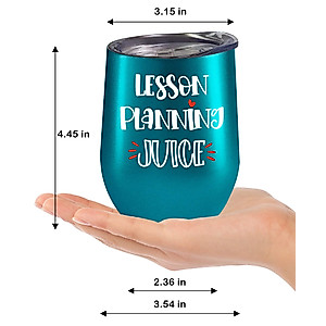 Fancyfams Teacher Gifts for Women - Lesson Planning Juice - 12oz Wine Tumbler, Funny Gifts for Teachers, Teachers Appreciation Gift, (Lesson Planning - Turquoise)