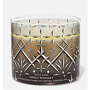 Bath & Body Works- Sweet Whiskey 3-Wick Scented Candle 14.5 OZ Burns 25-45 Hours and Strawberry Cake soap