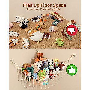 iKeelo Stuffed Animal Storage Hammock(2 Pack), Nursery Hanging Organizer for Teddy Bears and Plush Toys, 55x40x40in Large Corner Stuffy Holder for Kids Bedroom and Playroom