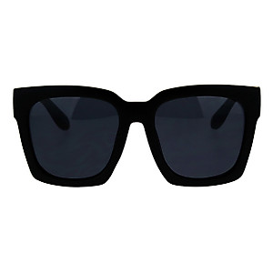 JuicyOrange SUPER Oversized Square Sunglasses Womens Modern Hipster Fashion Shades (matte black (black), 55.5)