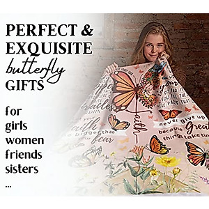 InnoBeta Butterfly Gifts for Women, Girls - Inspirational Butterfly Themed Gifts for Adult - Butterfly Blanket for Birthday, Christmas - Butterfly Faith - Flannel Fleece Plush Blanket - 50"x 65"