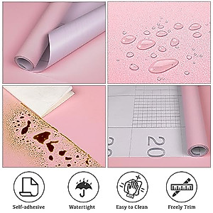 Abyssaly Pink Wallpaper 15.7" X 118" Pink Peel and Stick Wallpaper Self-Adhesive Removable Contact Paper for Cabinets Girls Bedroom Furniture Home Decor