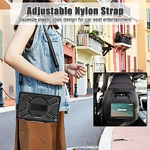 GooodiDEAR for Amazon Fire Max 11 Case (13th Gen 2023), Rugged Multi-Angle Kickstand, Heavy Duty Shockproof TPU Protection, Adjustable Hand Strap, Stylus Holder, Shoulder Strap, Elastic Band - Black