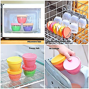 Youngever 18 Sets Baby Food Storage, 6 Ounce Baby Food Containers with Lids, 9 Bright Pink Colors, with Lids Labels